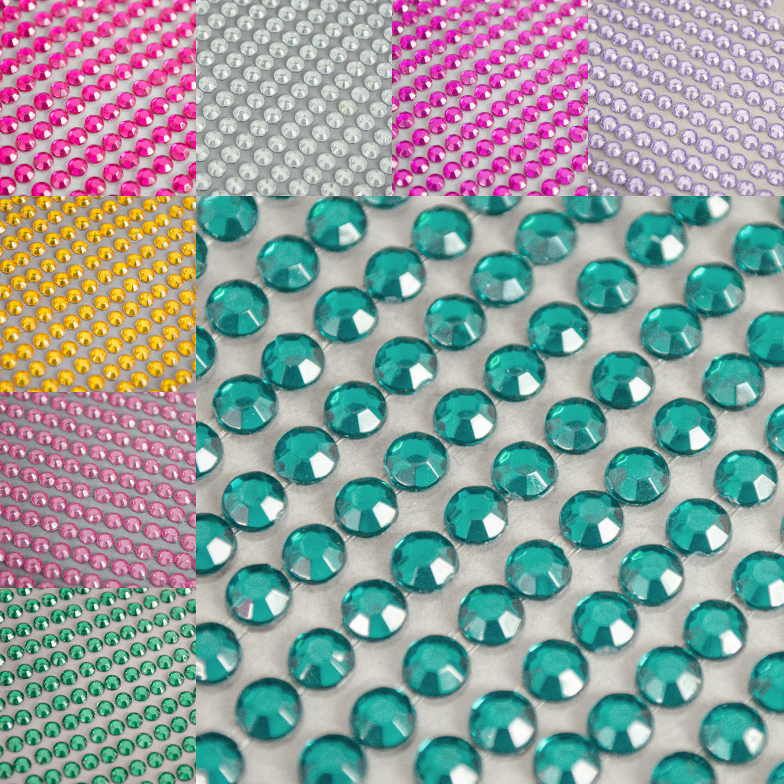 500 x 4mm Self Adhesive Crystal Gems flat back Sticky Rhinestone Gem ...