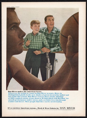 1963 Dan River Mills Fabrics Combed Cotton Score Basketball Father Son ...