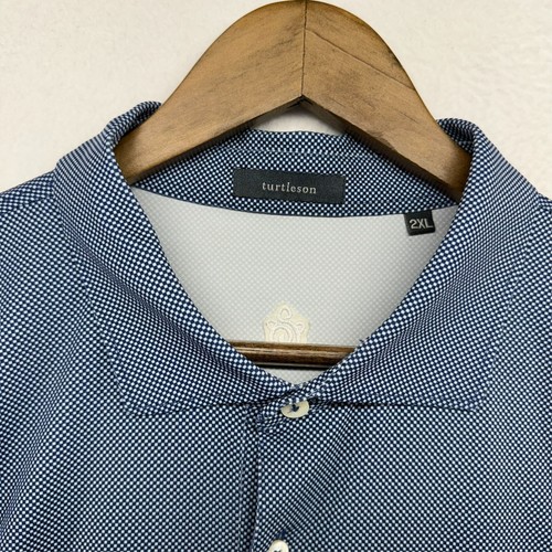 Turtleson Polo Shirt Mens 2XL Blue Geometric Performance Wicking ...