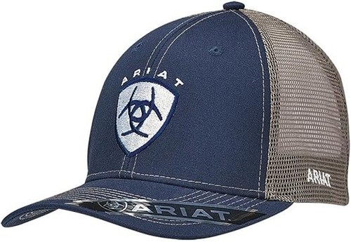 Ariat Mens Hat Baseball Cap Mesh Back Snap Shield Logo Navy Blue 701340559424| eBay