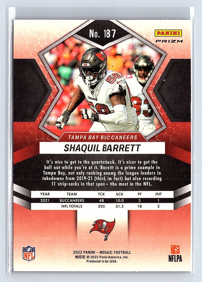 2022 Panini Mosaic Shaquil Barrett Silver Prizm #187 - Tampa Bay ...