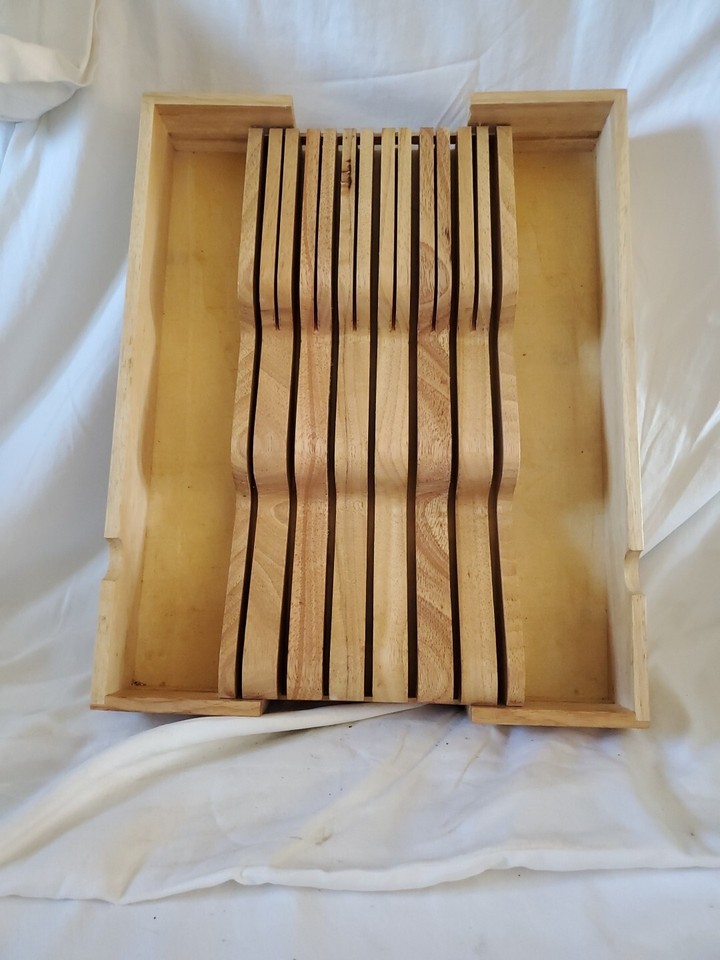 Expandable Wooden Knife Block Drawer Holder Organizer Natural Wood ...
