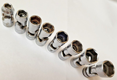 Snap-On USA 8 pc Metric 3/8" Drive Chrome Universal Swivel Socket Set 7 ...