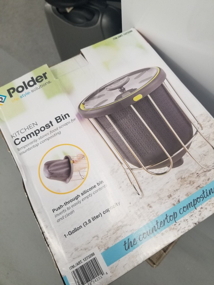 Polder, Kitchen Food Scraps Countertop Compost Storage Bin Trash Can ...