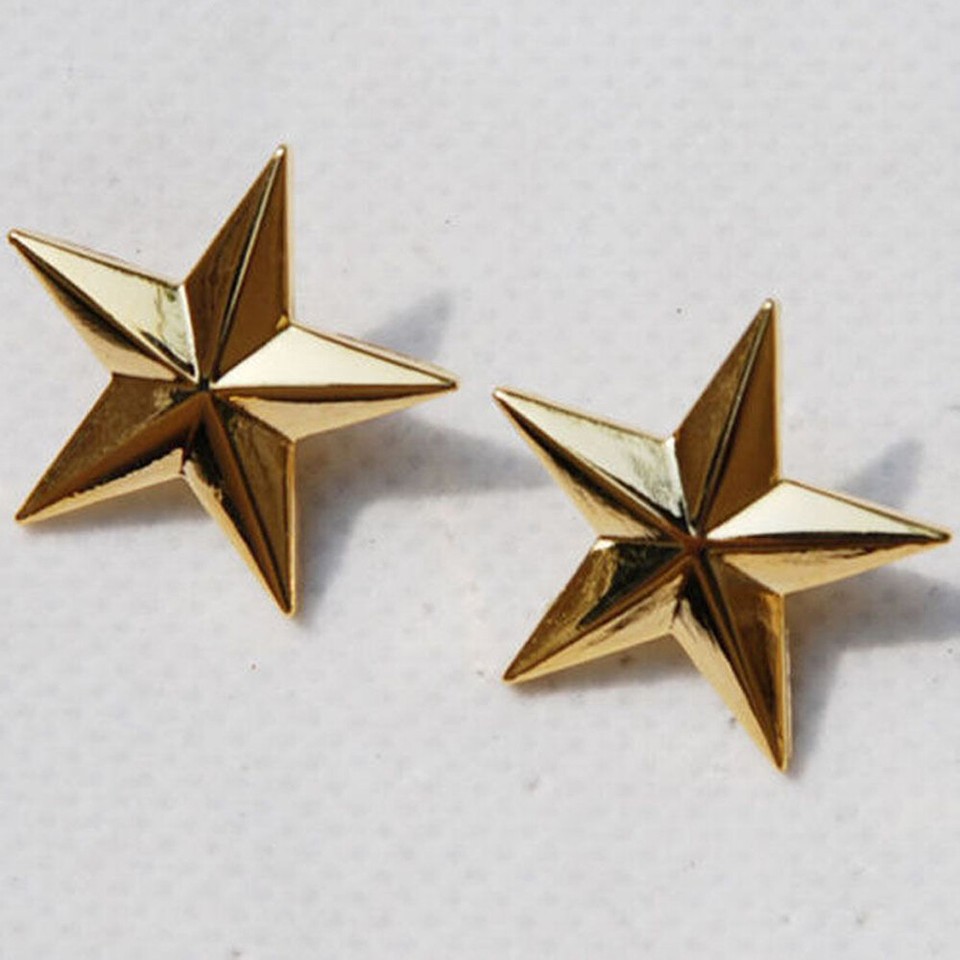 WW2 US Army One Star Brigadier General Rank Insignia Badges Gold 2PCS ...