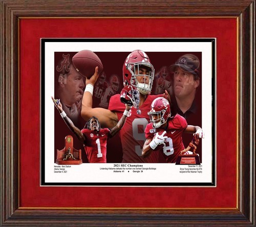 ALABAMA FOOTBALL 2021 SEC CHAMPIONSHIP AND HEISMAN TROPHY BRYCE FRAMED ...