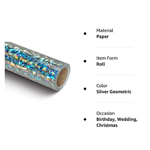 Silver Geometric Pattern Colorful Metallic Wrapping Paper-81.5 Sq Ft ...
