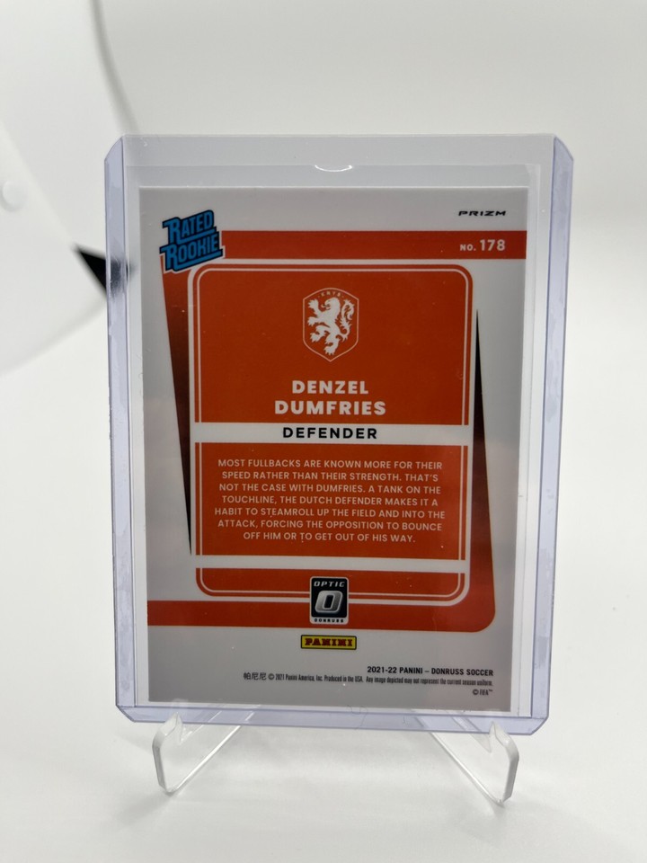 2021-22 Denzel Dumfries Optic Silver Prizm Rated Rookie RC Netherlands ...