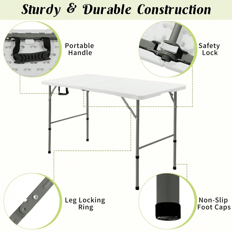 4FT/5FT/6FT/8FT Folding Tables White Foldable Table, Fold-In-Half-ZHC ...