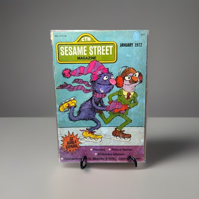 Sesame Street Magazine WITH POSTER, CTW January 1972 Grover Skating ...