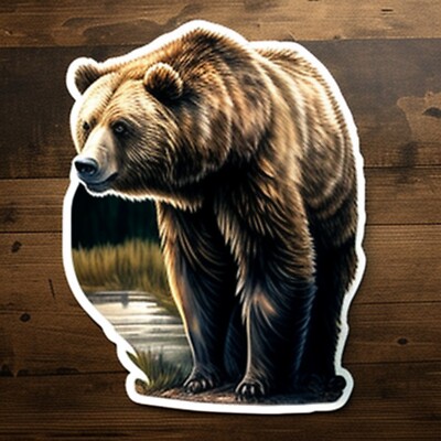 Grizzly Bear Sticker Car Truck Window Bumper Graphics Vinyl Decal Wild ...