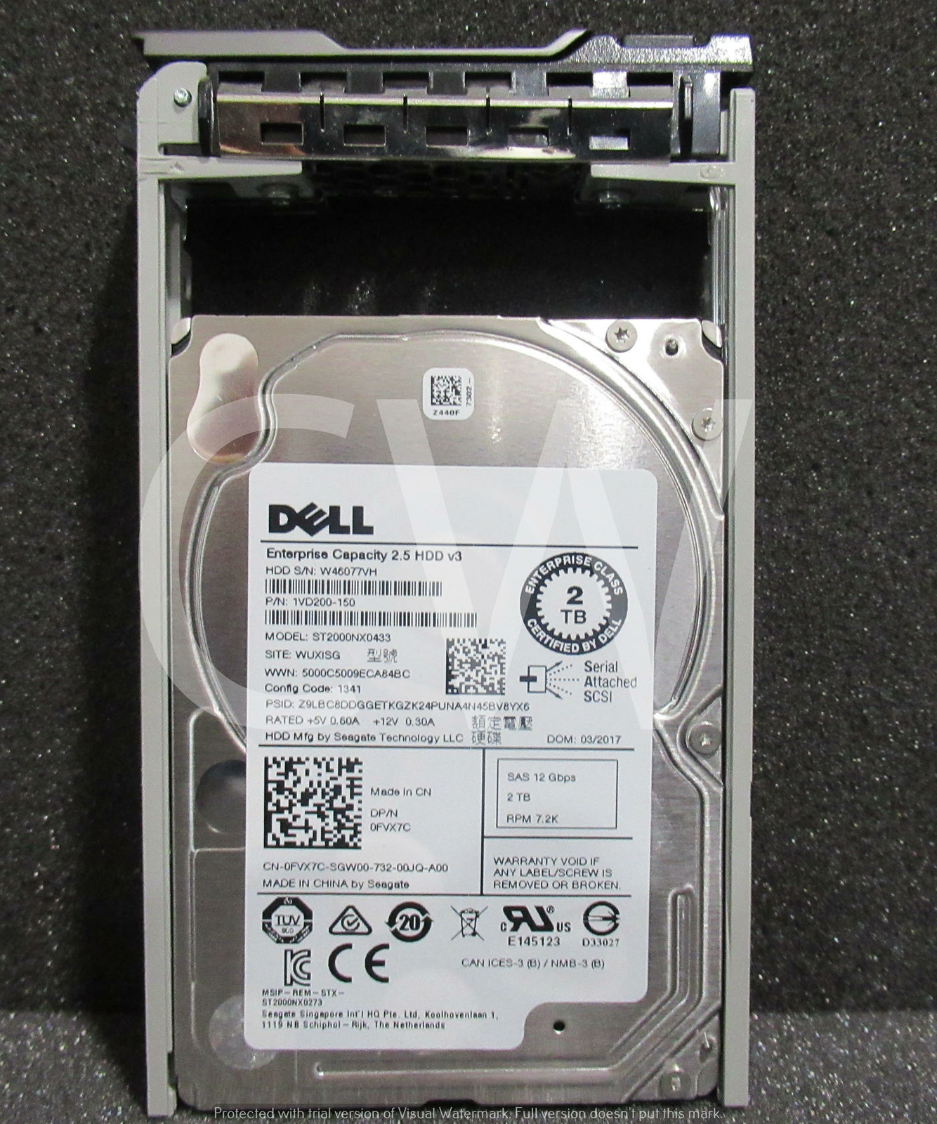 FVX7C 0FVX7C Dell ST2000NX0433 2TB 7.2K RPM 12Gb/s 2.5"SAS SERVER HDD ...