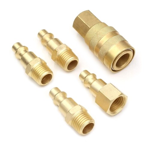 5pcs Solid Brass Quick Connector Set Industrial 1/4" NPT Air Tool ...