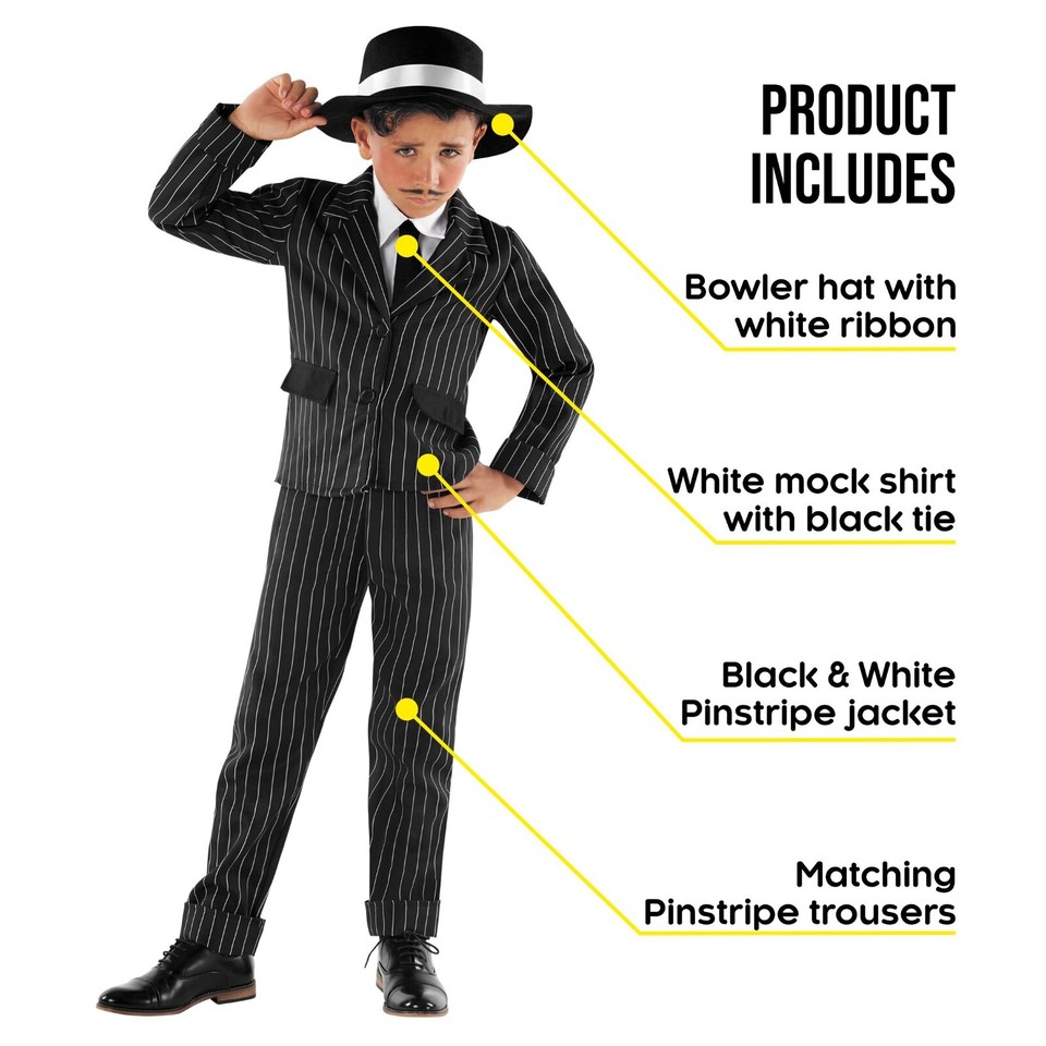 Boys 20s Little Gangster Costume S - XL Kids 1920s Mafia Boss Suit ...