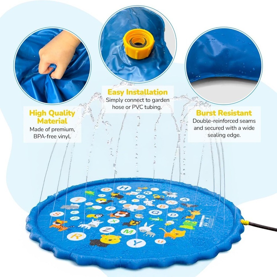 Kiddie Inflatable Pool for Kids Family Splash Pool with Sprinklers size ...