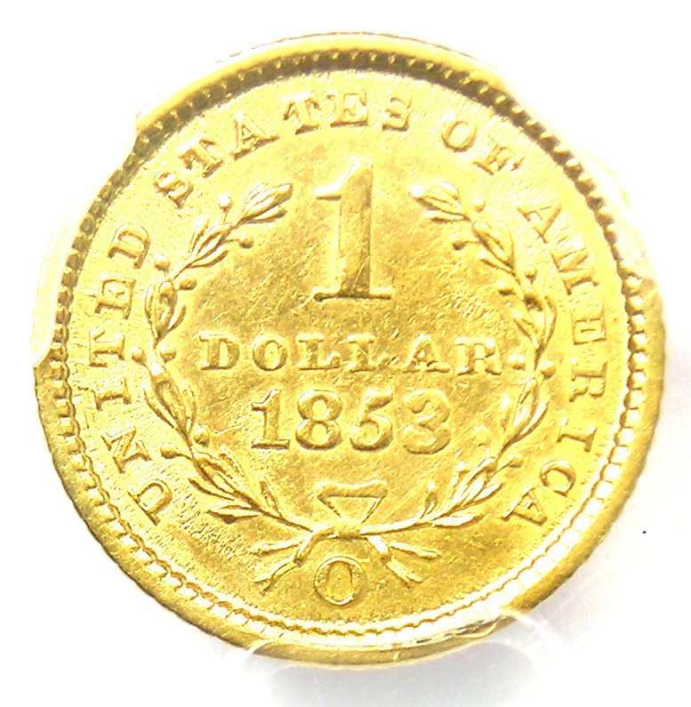 1853-O Liberty Gold Dollar New Orleans G$1 - PCGS Uncirculated Details ...