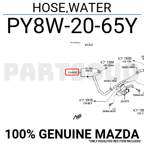 PY8W2065Y Genuine Mazda HOSE,WATER PY8W-20-65Y | eBay
