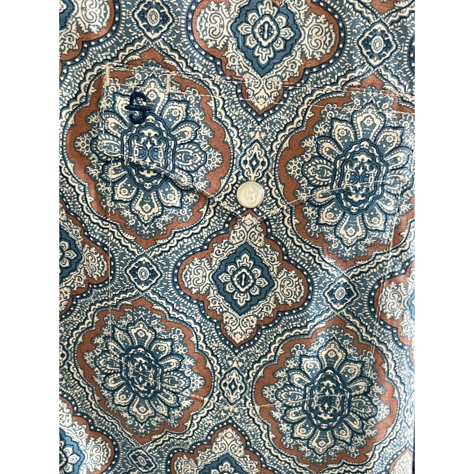 Stetson Sierra Paisley Men's Western Shirt Blue Brown Pearl Snap | eBay