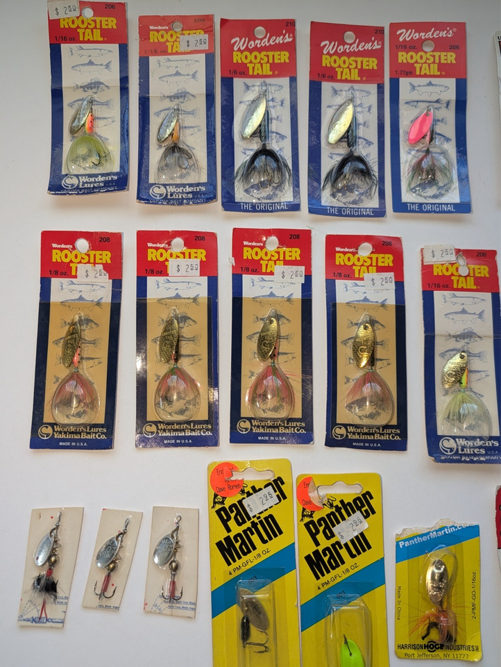 Trout fishing spinners Lures, Rooster tails, Phoebe, Panther Martin ...