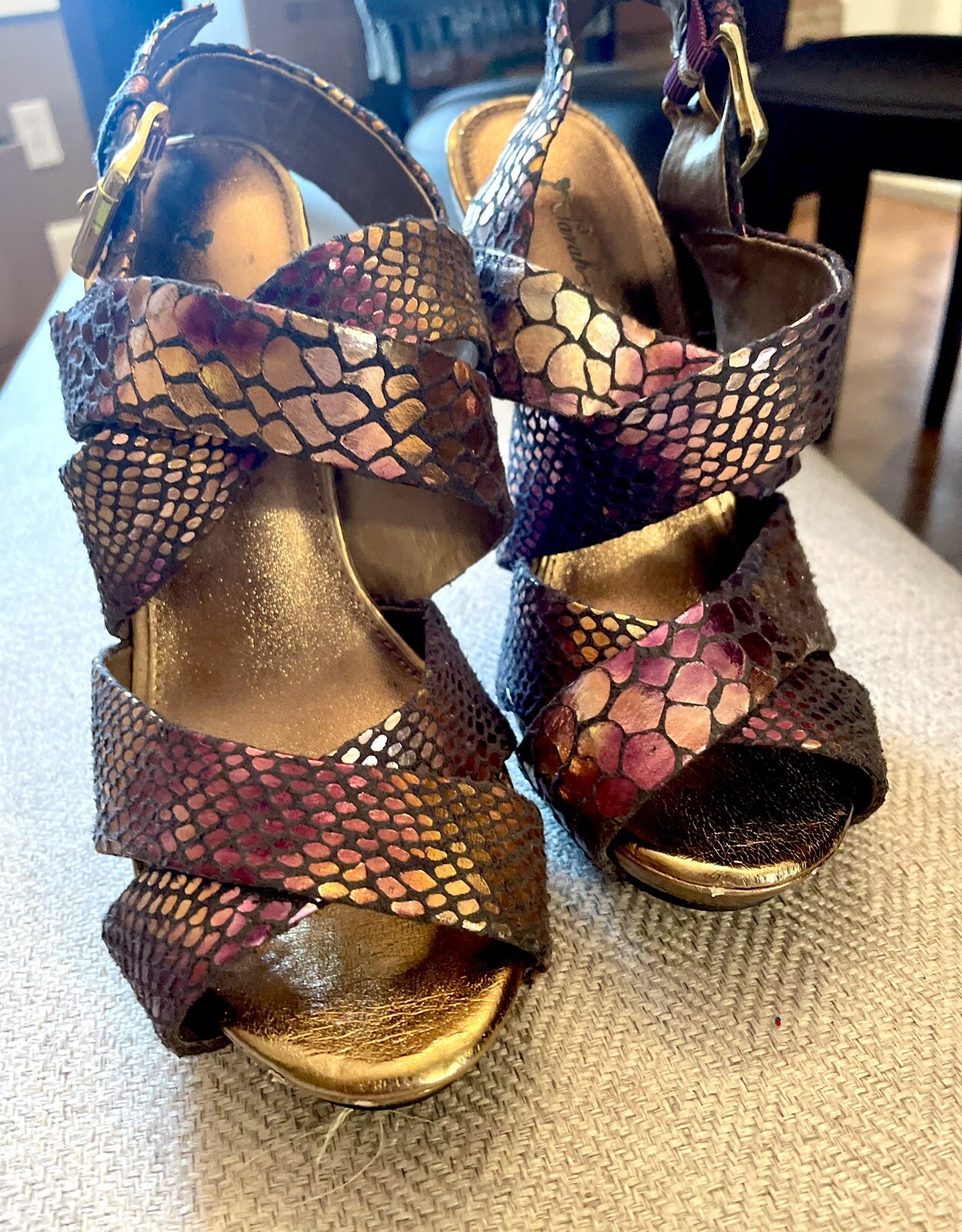 Sarah Jayne Journeys Gold metallic heels - Gem