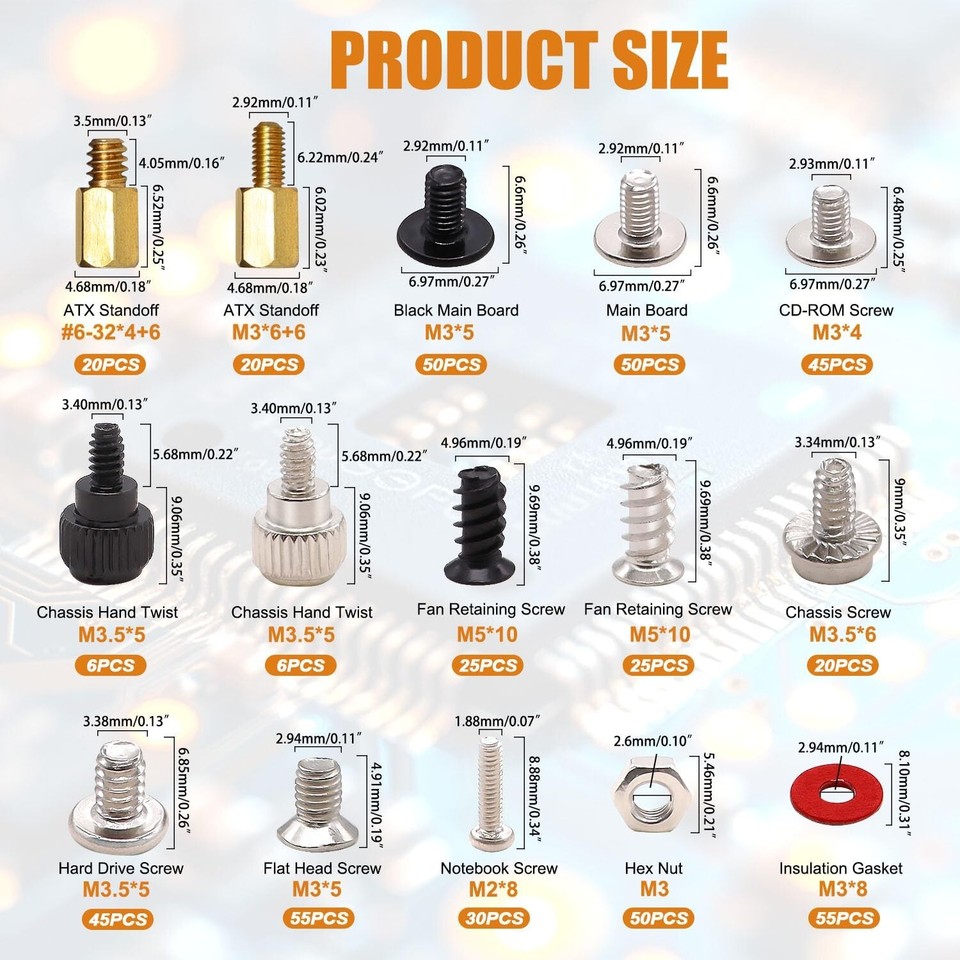 502PCS Computer Screw Assortment Kit Motherboard Standoffs Screws ...