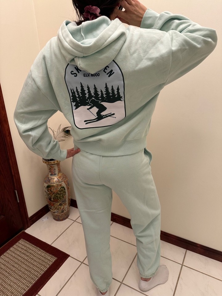 PINK/Victorias Secret Ivy Fleece Campus Hoodie & Sweatpants Mint Aspen Size S | eBay