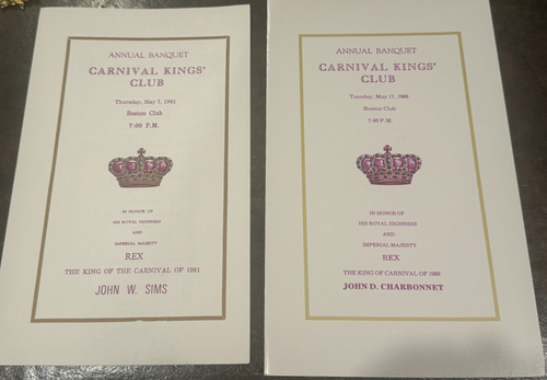rare 1981 & 1988 Rex Carnival Kings' Club Banquet program Mardi Gras ...