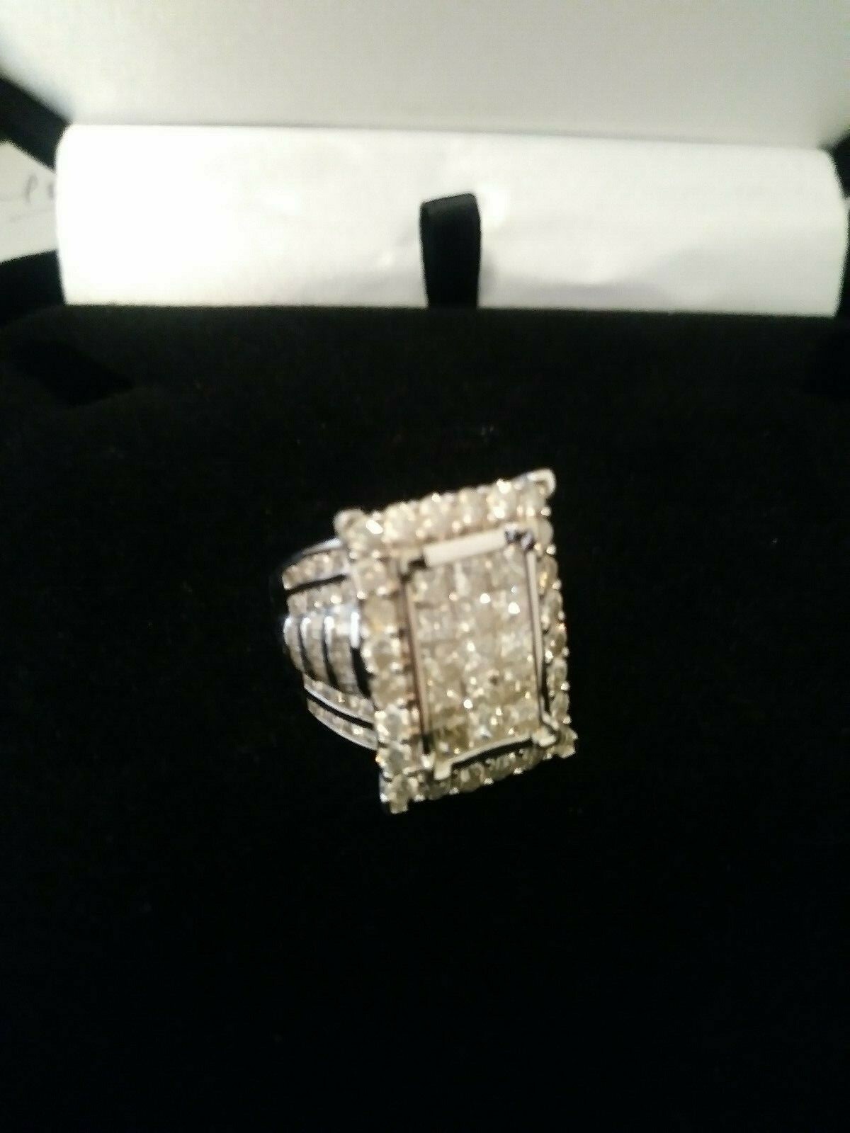 PLATINUM & SS DIAMOND QUARTZ TRILLION ANNIVERSARY ENGAGEMENT RING SIZE ...