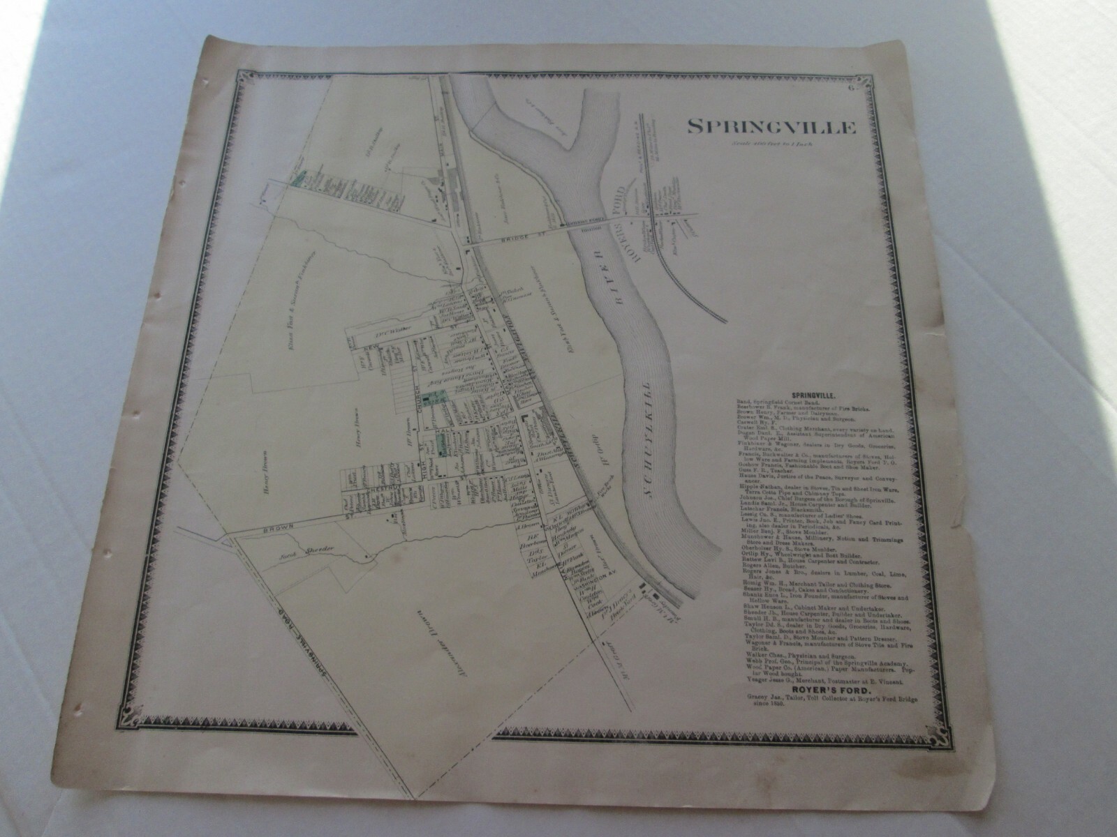 1873 ANTIQUE MAP, "SPRINGVILLE", CHESTER COUNTY ATLAS, PENNSYLVANIA by ...