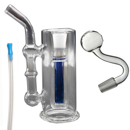Mini Glass Bong Blue Core Hookah Smoking Water Pipe Bong Bubbler + 10mm ...