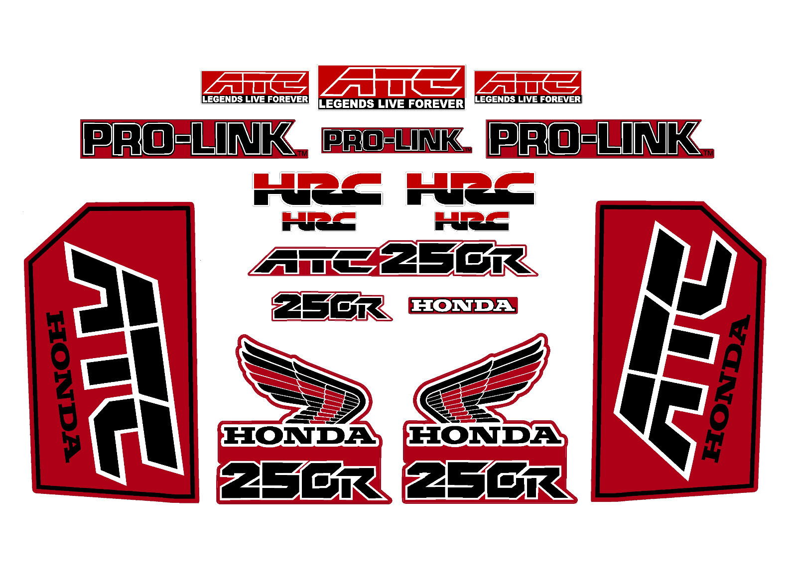 1985-1986 Honda ATC250R Custom Style Decals, atc 250r, 250r graphics rd ...