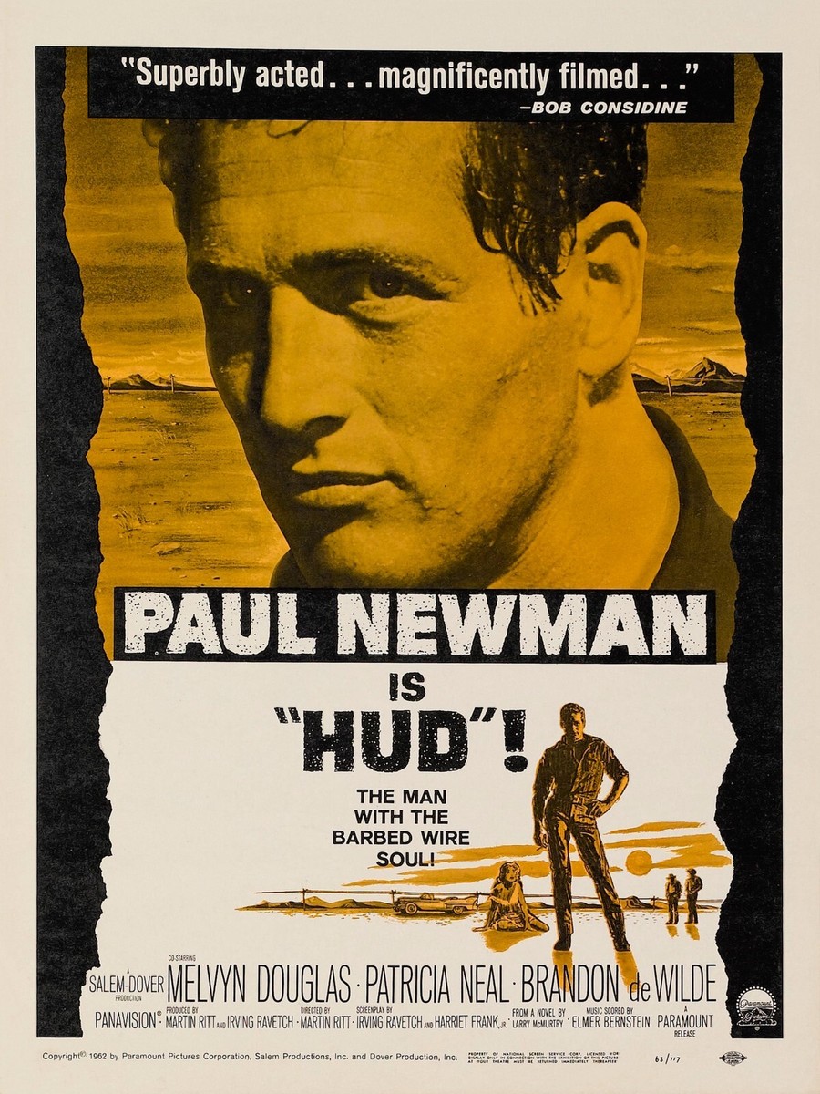 Hud Movie Poster ZZZZSOLD! HUD Original Movie Poster PAUL NEWMAN 1963