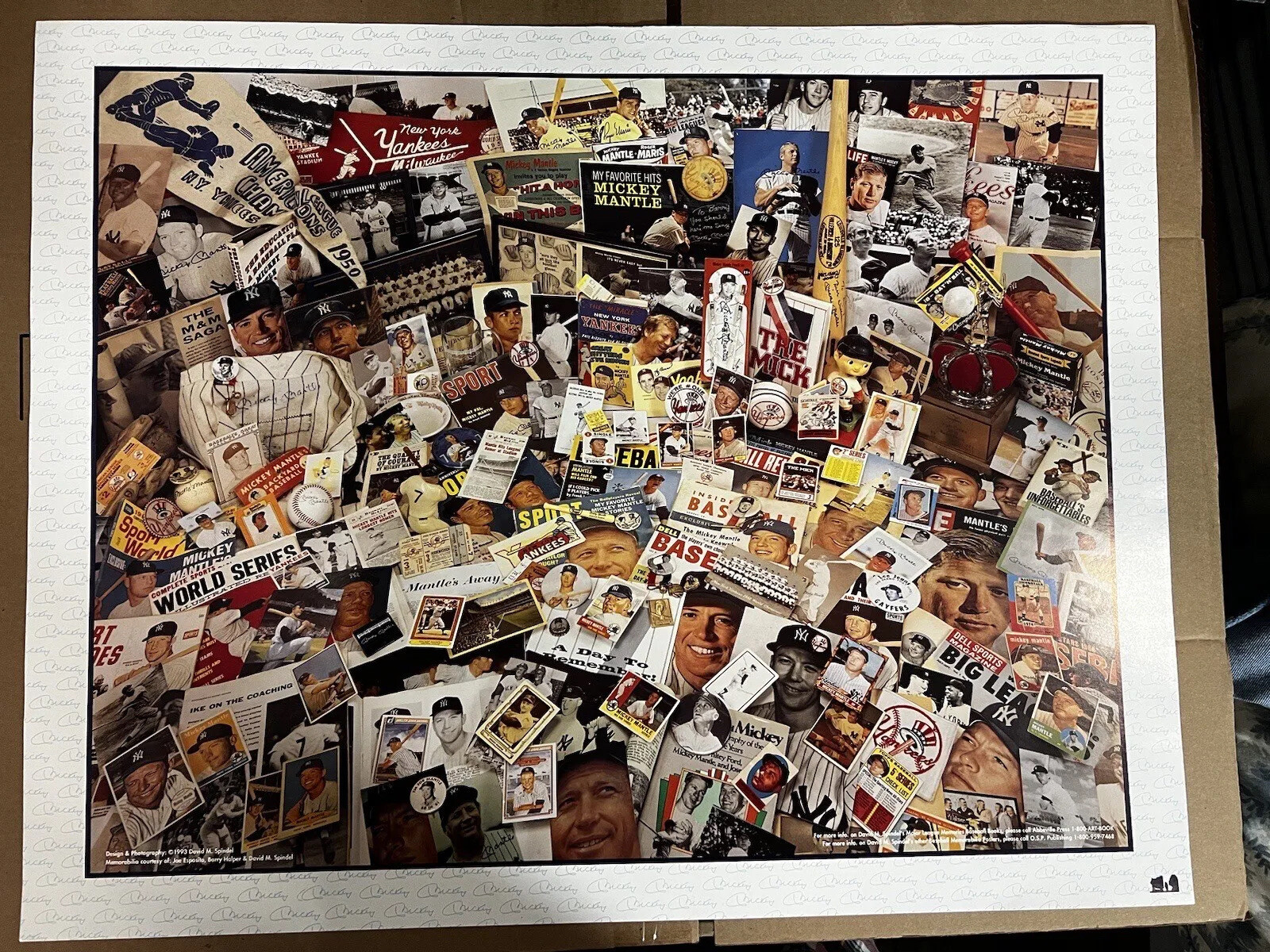 Rare MICKEY MANTLE Memorabilia Collage POSTER NY YANKEES Baseball 28x22 ...