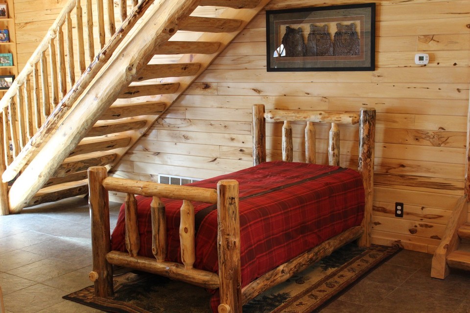 Log Bed! Beautiful and Sturdy! Half Log Side Rails with Mattress Beams ...