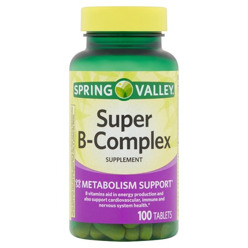 Spring Valley Super B-Complex Metabolism Support B Vitamins Tablets ...