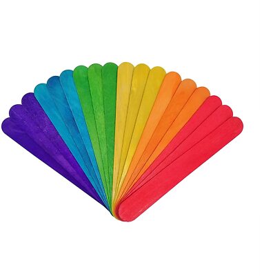 100 Pack 6 Inch Colored Popsicle Sticks Wooden Crafts Sticks for Art ...