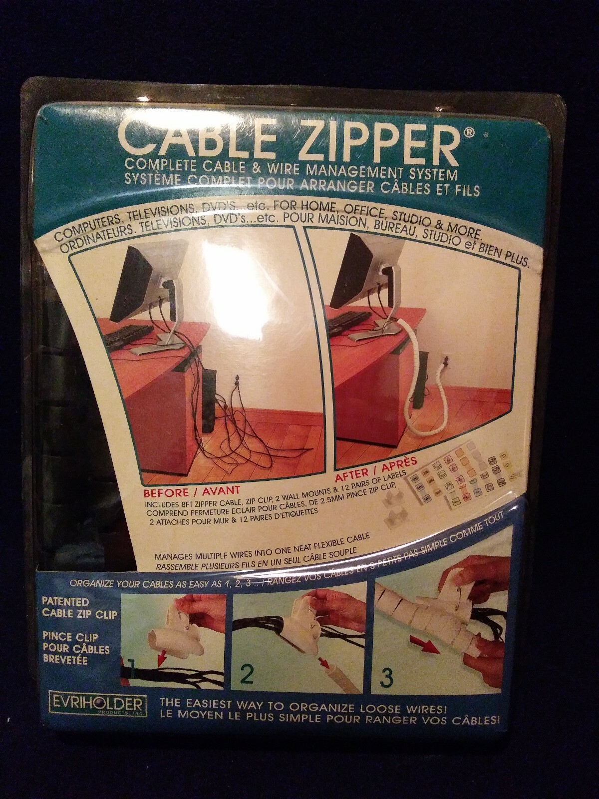 Evriholder 8ft Cable ZIPPER Complete Flexible Wire Management System Ca ...