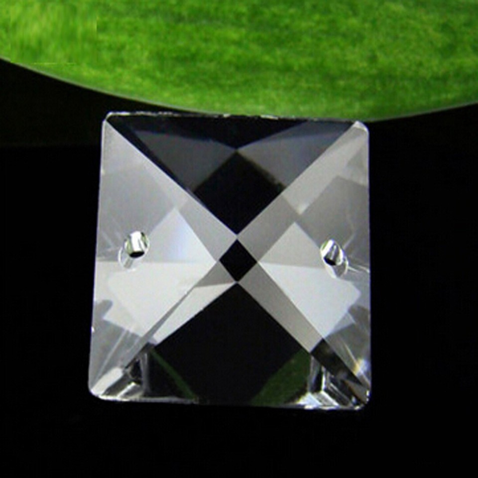 30/50/100Pcs K9 Crystal Square Crystal Chandelier Parts Prism 2 Holes ...