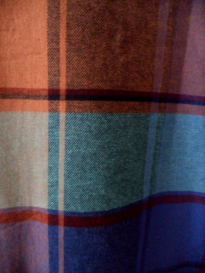 Royal Blue Rust Orange Teal Plaid Cotton Pocket Flannel Shirt 3XL 4X 26 ...