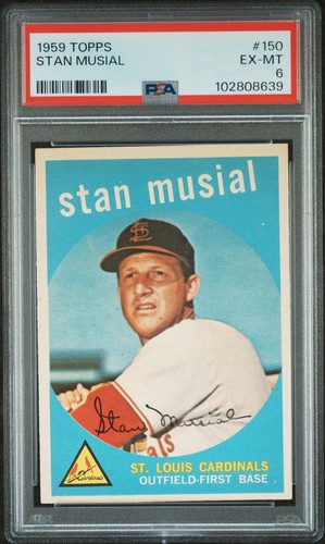 1959 Topps #150 Stan Musial PSA 6 EX-MT CARDINALS HOF WELL-CENTERED ...