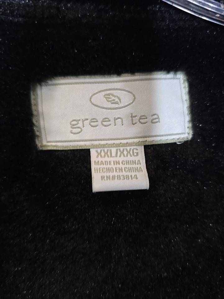 GREEN TEA WOMEN Black Plush Fleece Zip Jacket Coat Size XXL Soft & Warm ...