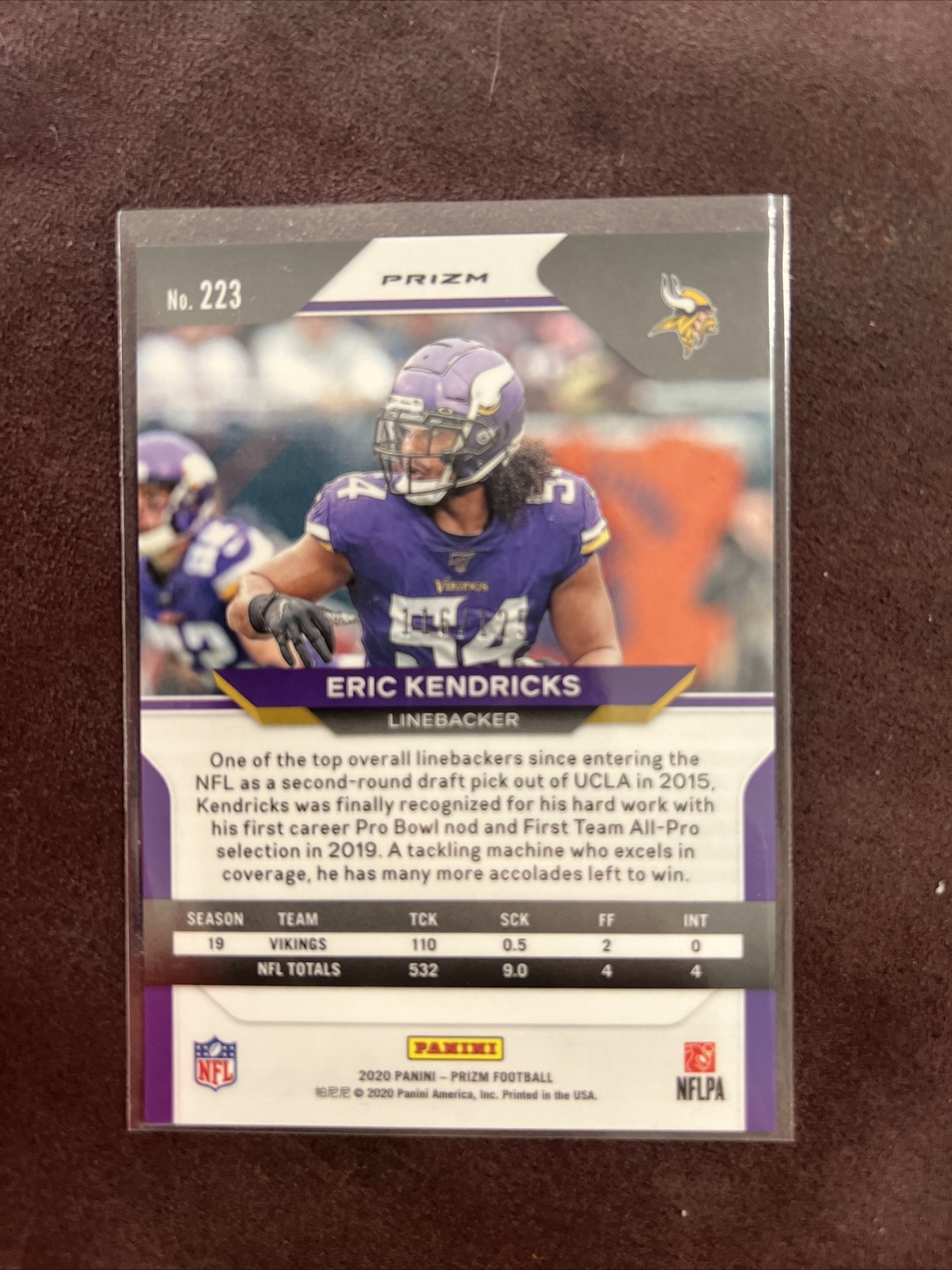 2020 Panini Prizm - Purple Prizm #223 Eric Kendricks /125 for sale ...