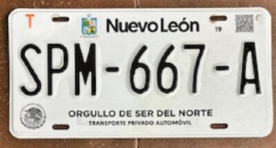 Mexico 2019 NUEVO LEON License Plate # SPM-667-A | eBay