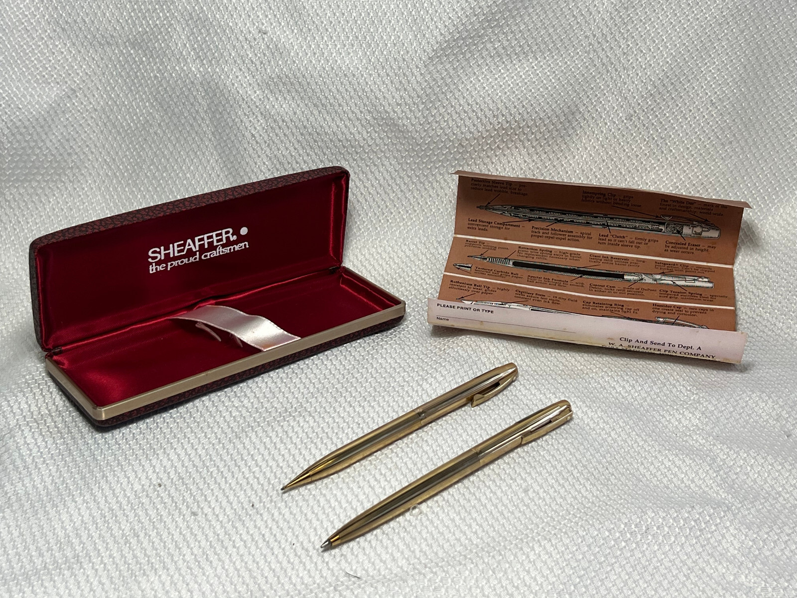 Sheaffer Pen & Pencil Set Imperial Fine 777 Blue Ink White Dot 12k GF ...