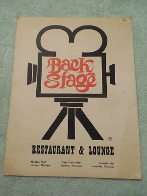 Vintage Backstage Restaurant & Lounge Menu from the 1950s | eBay