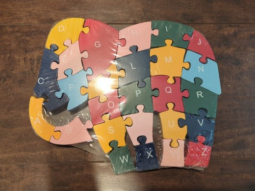 Elephant Shaped Souvenir Colored Wood Blocks Puzzle Alphabets Numbers ...