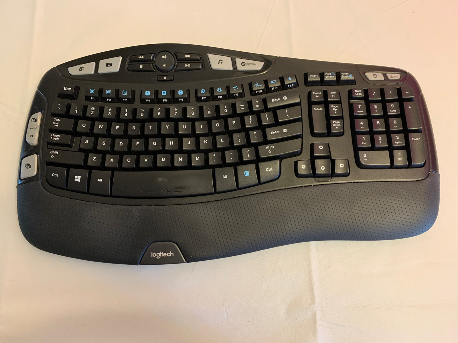 Logitech K350 Wave Wireless Ergonomic Keyboard with USB Receiver Dongle ...
