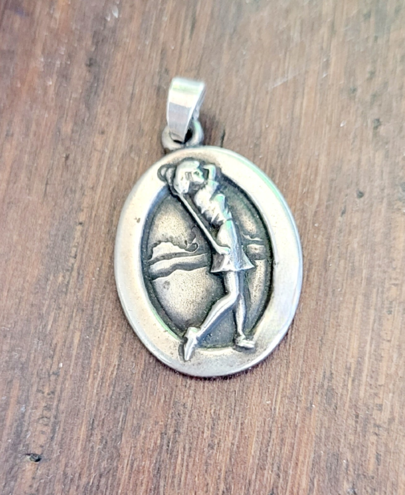 Retired James Avery Lady Golfer Pendant Medallion Ste… - Gem