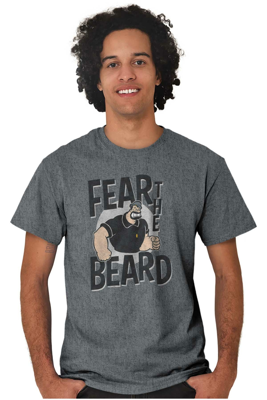 Fear The Beard Dad Father Gift Popeye Bluto Mens Casual Crewneck T ...