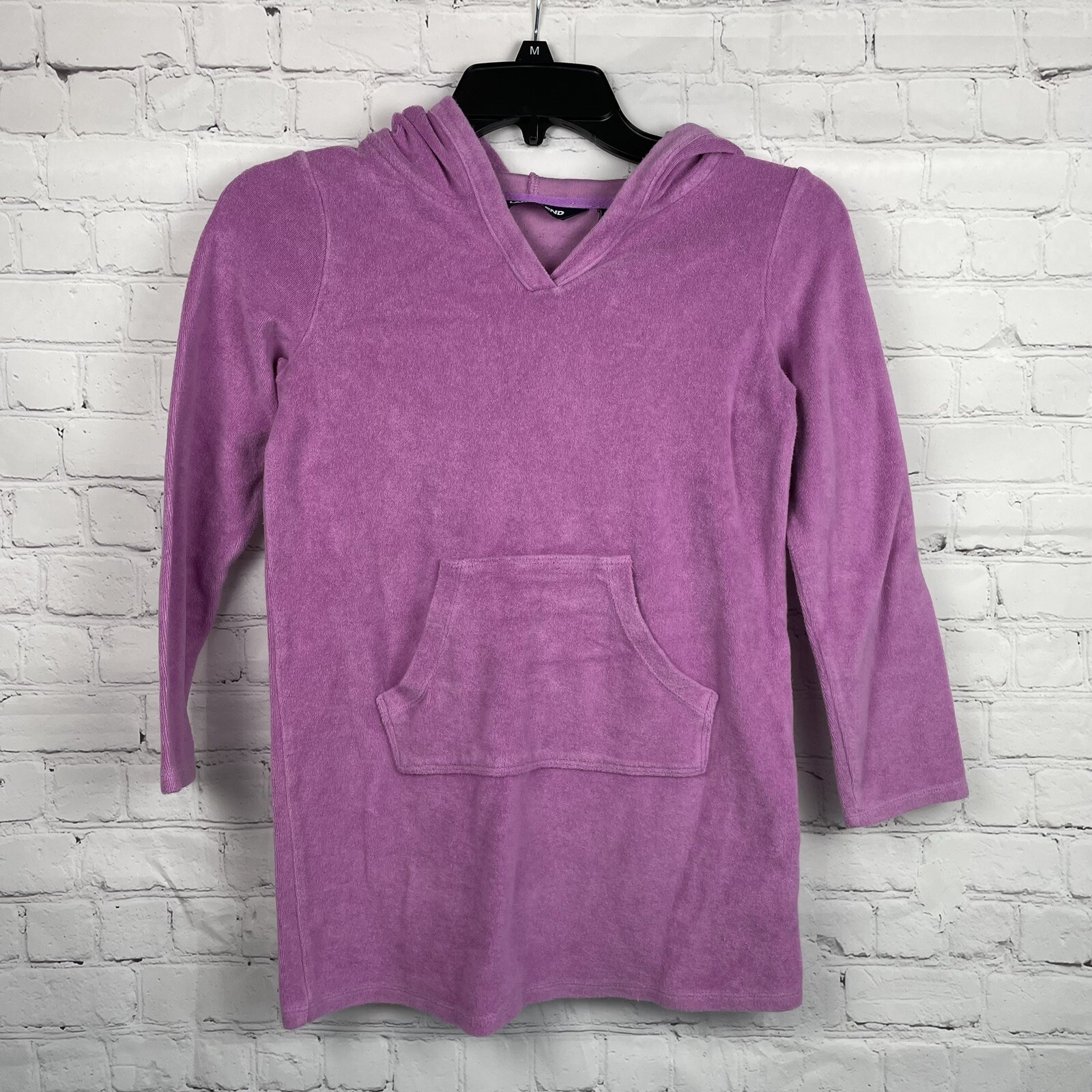 Lands End Swimsuit Cover Up Purple Hooded Long Sleeve Terry Cloth Size ...